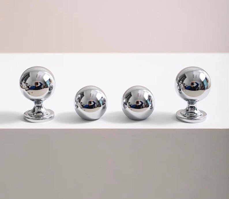 Silver Ball Cabinet Brass Knob, Drawer Round Chrome Heavy Pulls - Etsy