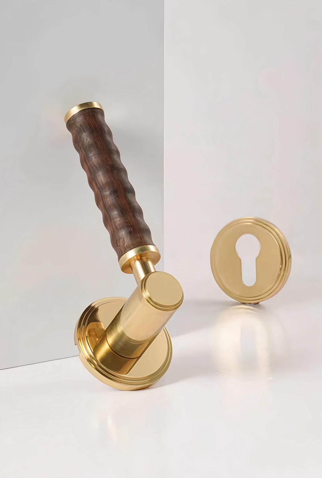 Modern Wood Door Handle, Luxury Textured Door Lever With Lock ...