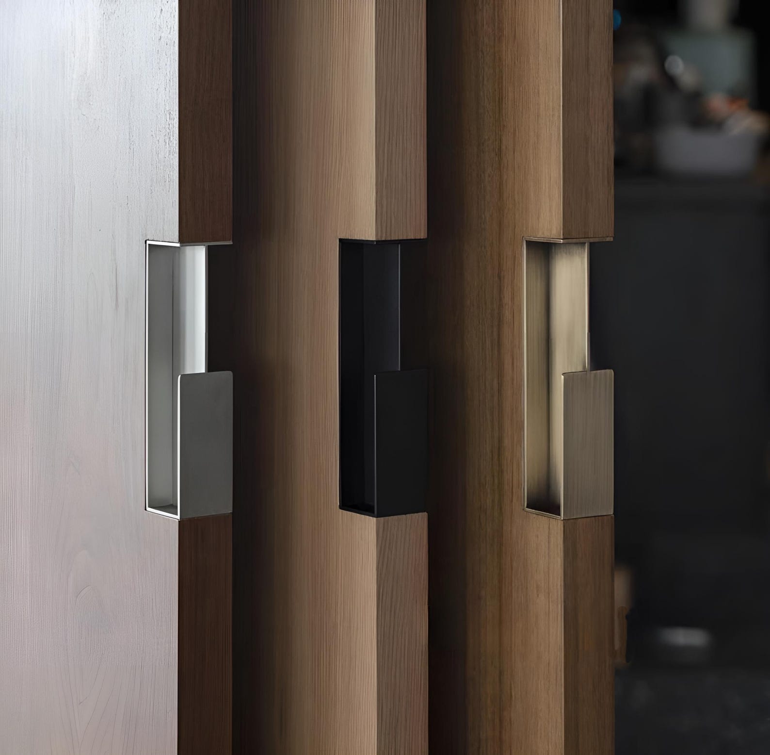 Modern Recessed Door Pull Handle, Minimalist Wood Sliding Door Handle ...