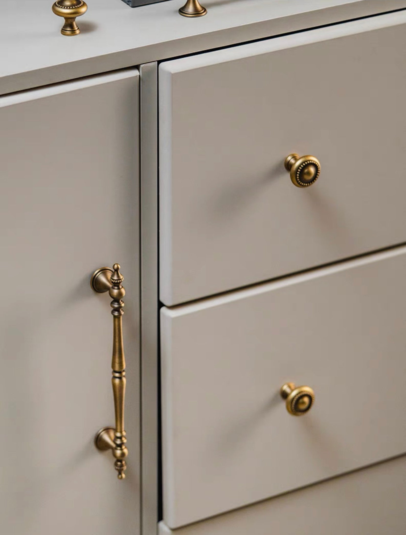 2 Pcs Polka Dots Solid Brass Knobs, Bronze French Style Cabinet Knobs ...