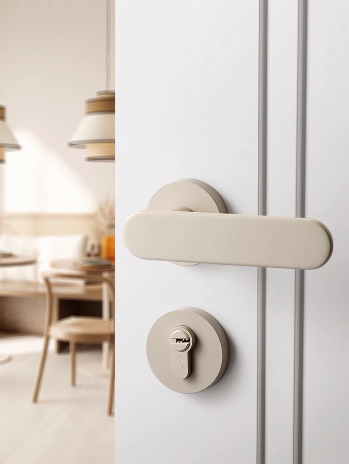 Beige Door Lever, Designer Door Lock, Minimalist Silent Door Lever ...