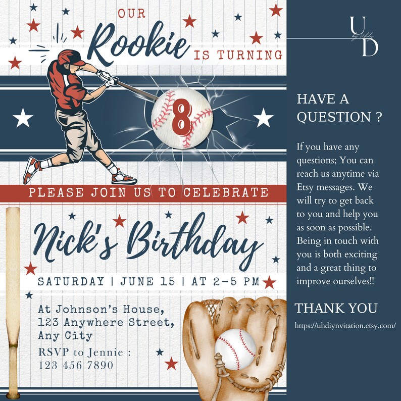 Editable Baseball Birthday Invitation | Sports Invitation | Baseball ...