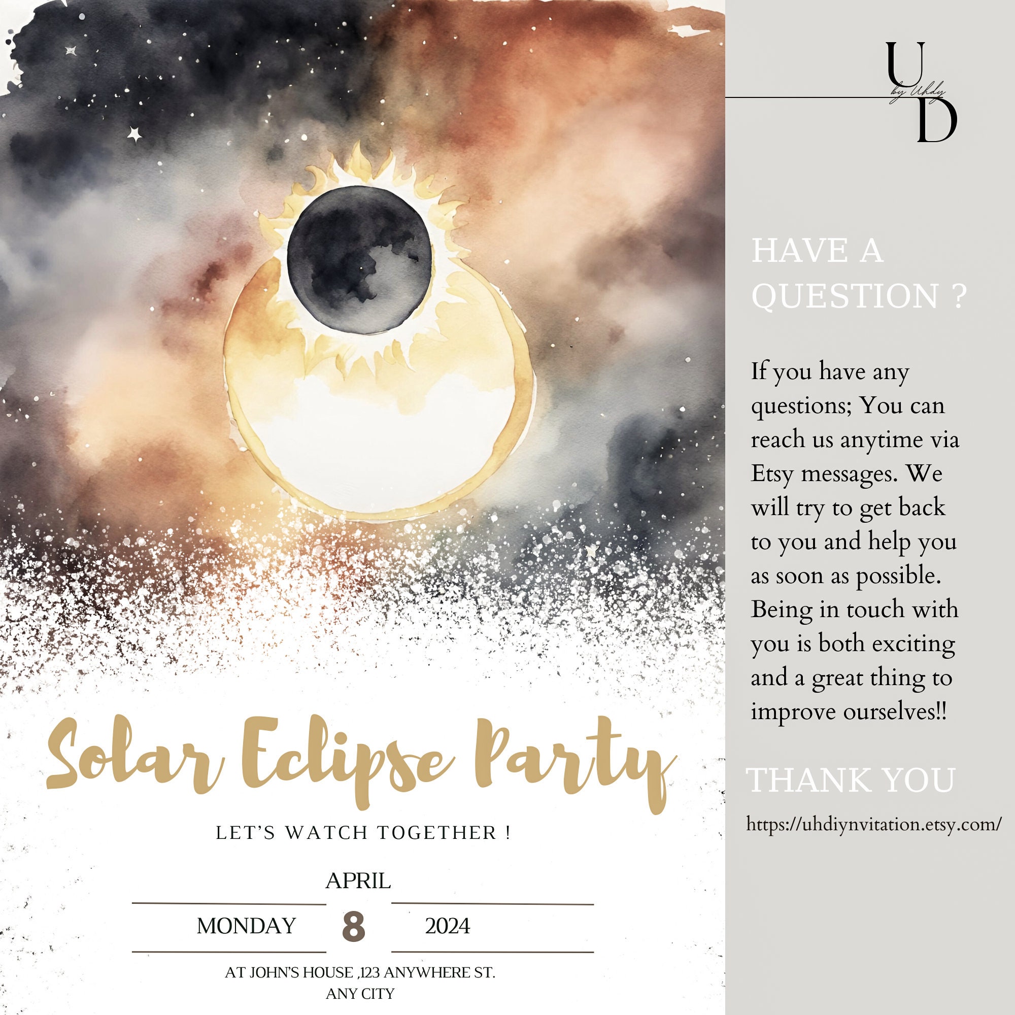 Total Solar Eclipse Party Invitation 2024 Solar Eclipse 2024 Total ...