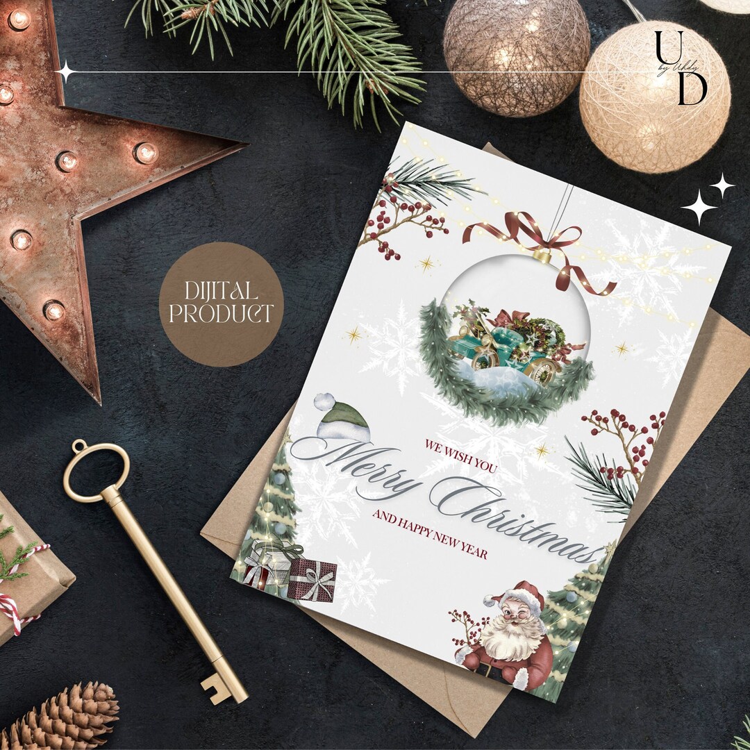 Snow Globe Christmas Card White Christmas Card Editable - Etsy