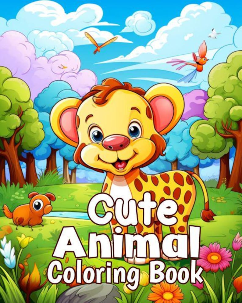 50 Cute Animal Coloring Pages for Kids ,safari Animals Coloring Book ...