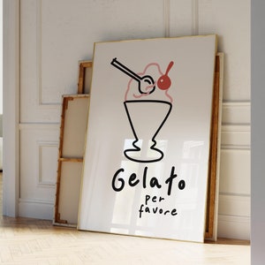Gelato Ice Cream Poster, Minimal Kitchen Wall Art, Funky Kitchen Print ...