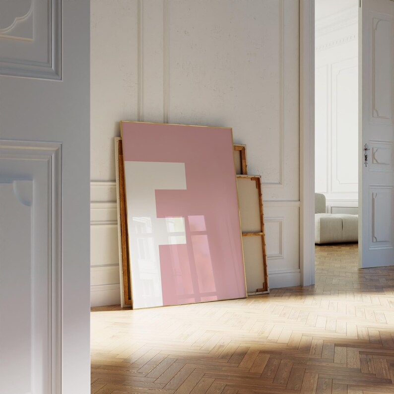 Letter F Print White Pink Wall Printable Letter Art Big Letter F Print ...