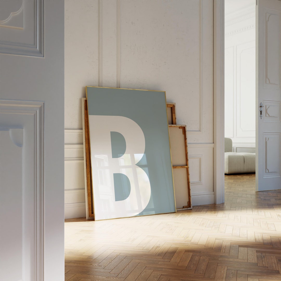 Letter B Wall Art, Baby Blue Alphabet Letter Poster, Letter for Kids ...