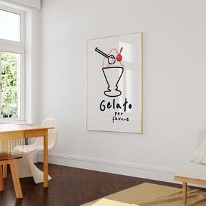 Gelato Ice Cream Poster, Minimal Kitchen Wall Art, Funky Kitchen Print ...
