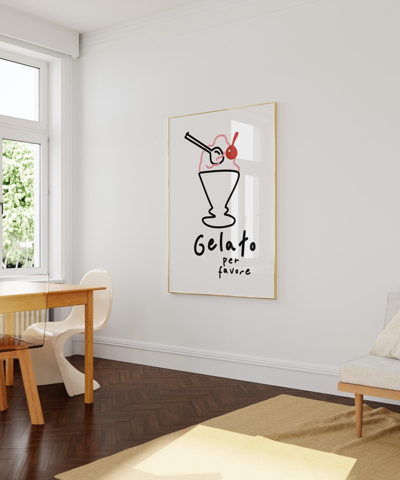 Gelato Ice Cream Poster, Minimal Kitchen Wall Art, Funky Kitchen Print ...