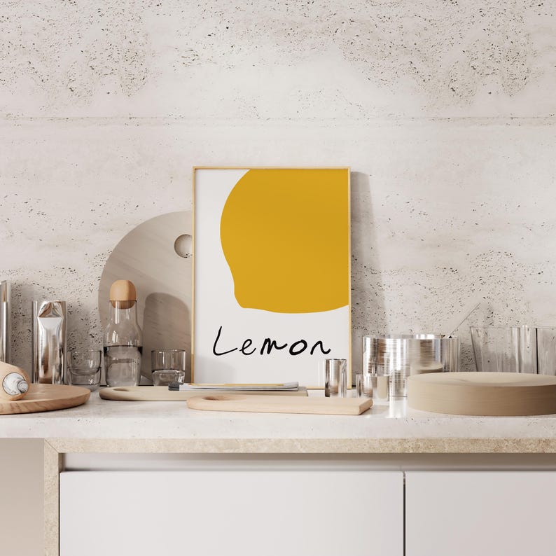 Lemon Print, Lemon Poster, Printable Lemon, Lemon Wall Art, Kitchen ...