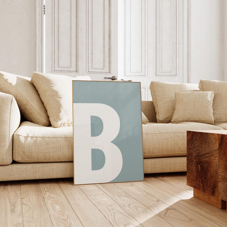 Letter B Print: Baby Blue Alphabet Poster, Kids Room Decor (digital ...