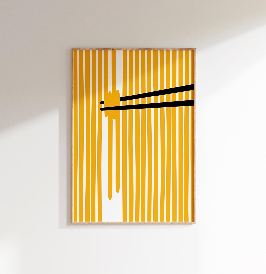 Ramen Print Noodle Poster Hand Drawn Abstract Japanese Kitchen Wall Art ...