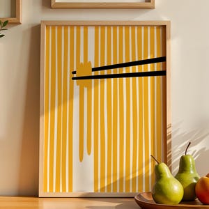 Ramen Print Noodle Poster Hand Drawn Abstract Japanese Kitchen Wall Art ...