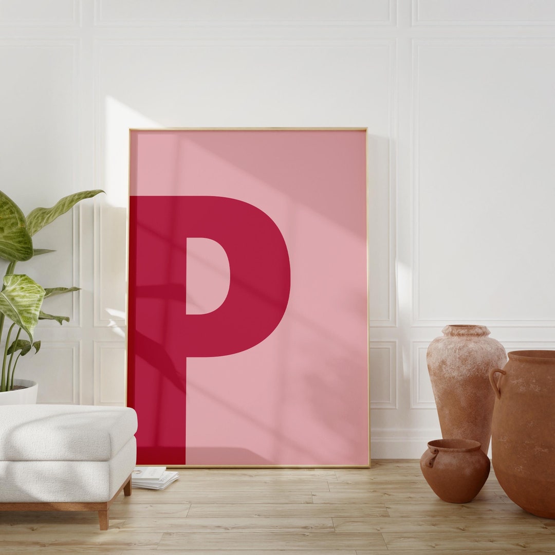 Letter P Print, Pink Alphabet Letter Poster, Letter Sign, Colorful ...