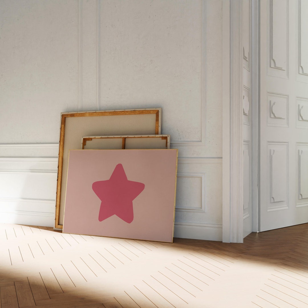 Retro Star Pinky Poster, Horizontal Hand Drawn Star Wall Art, Star ...