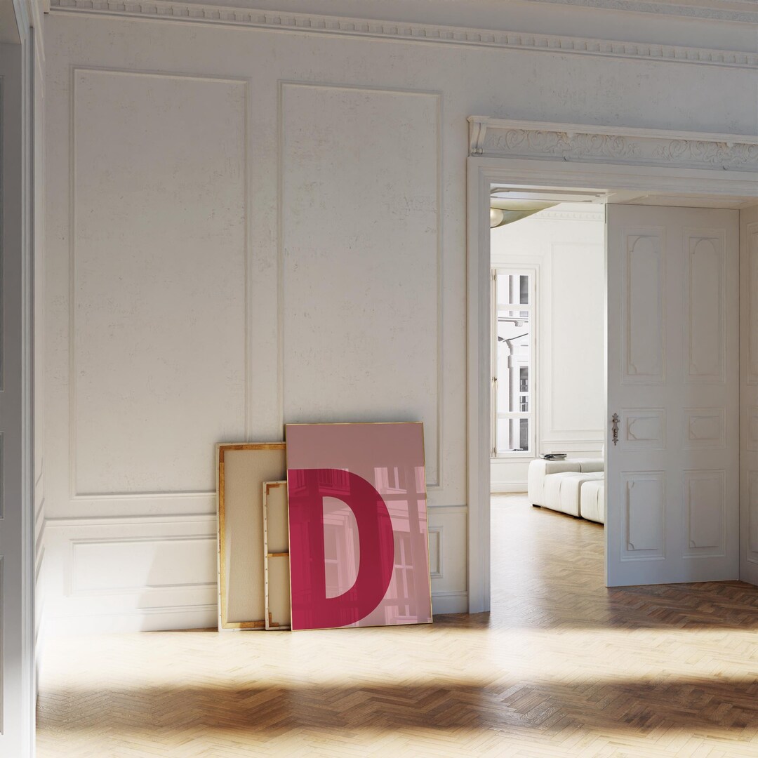 Letter D Print, Dark Pink - Light Pink Alphabet Letter Poster, Letter ...