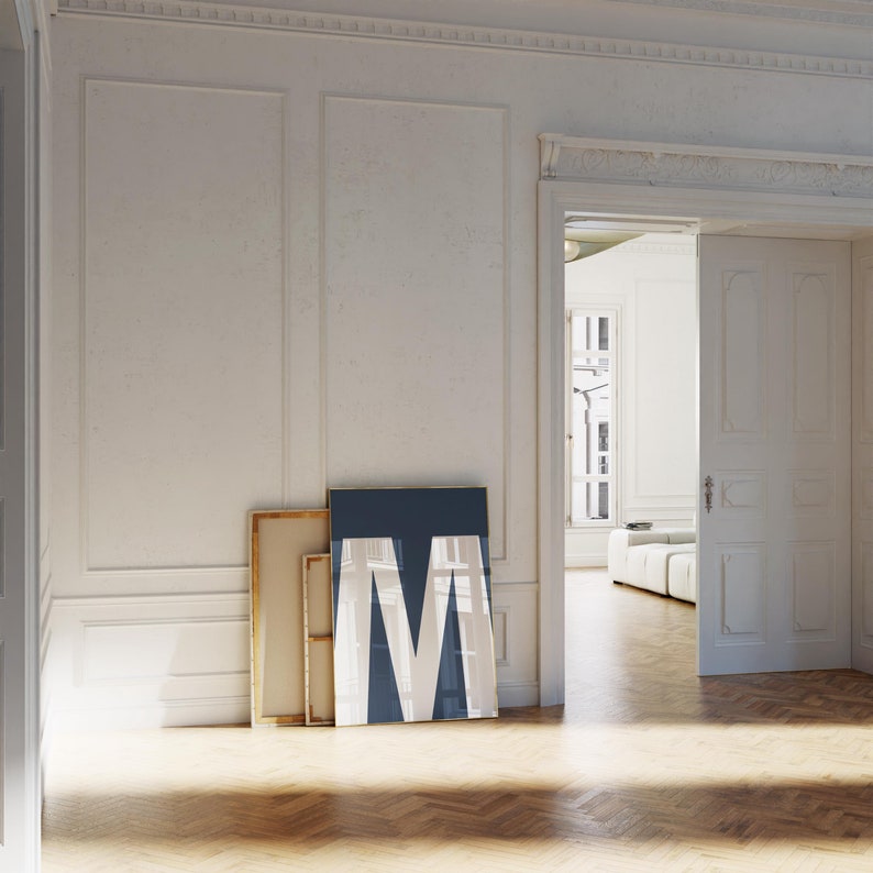 Letter M Wall Art, Navy Blue Letter Print, Blue Alphabet Letter Poster ...