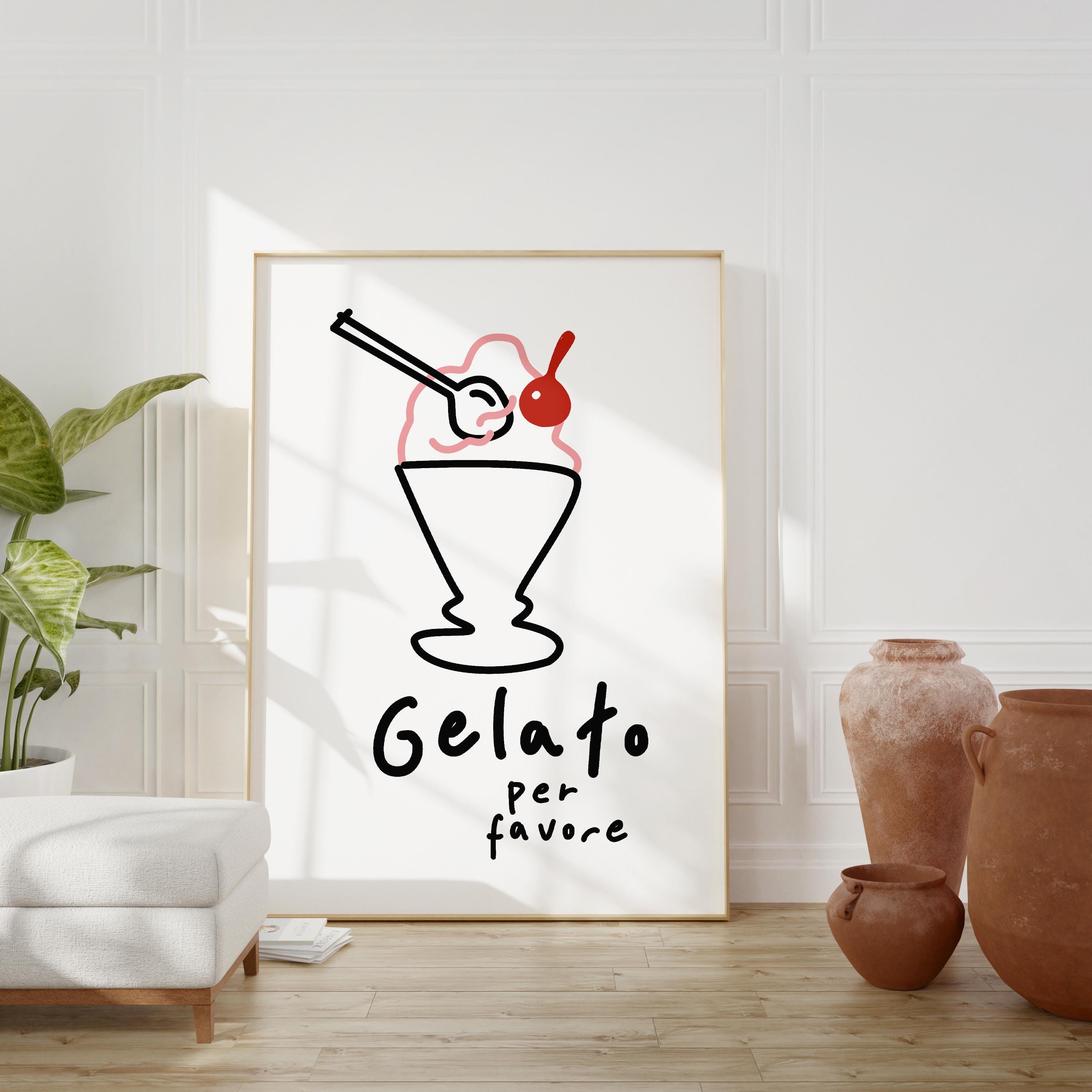 Gelato Kitchen Print Minimal Ice Cream Wall Art Preppy Room Decor Funky ...