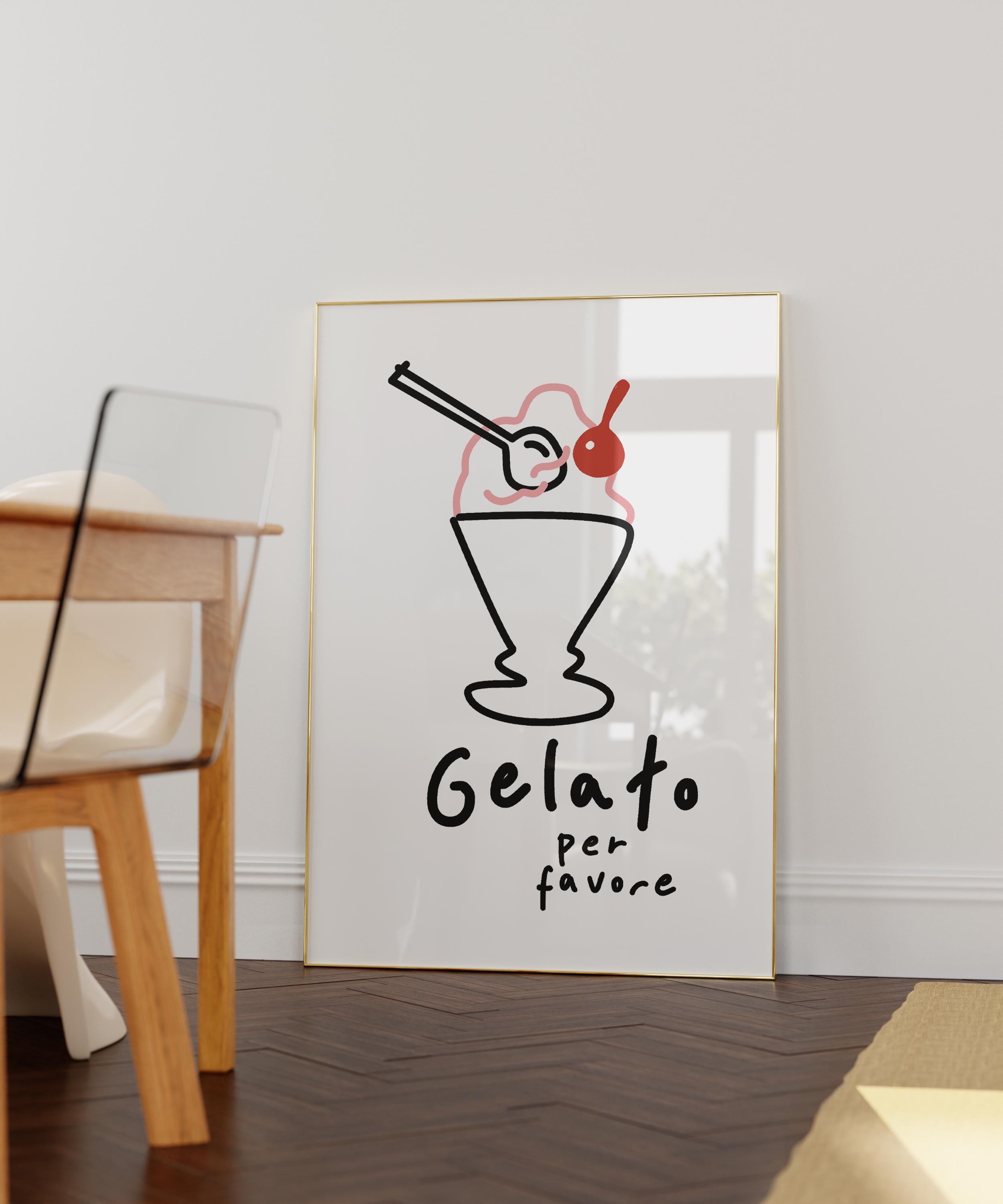 Gelato Kitchen Print Minimal Ice Cream Wall Art Preppy Room Decor Funky ...