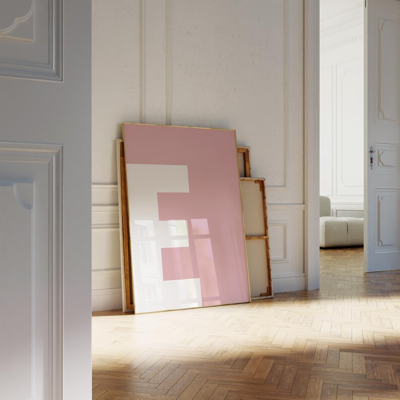 Pink Letter E Print, Blush Pink Wall Art, Pinky Letter for Kids, Cute ...