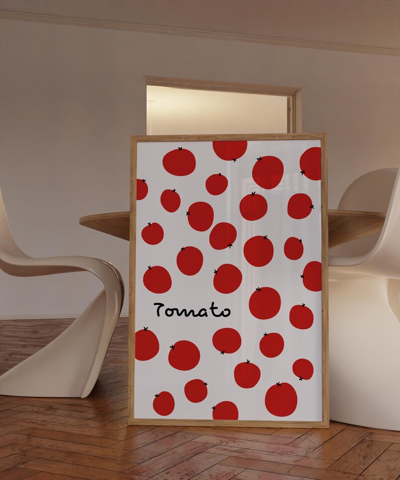 Hand-drawn Tomato Print Abstract Red Food Illustration Modern Kitchen ...