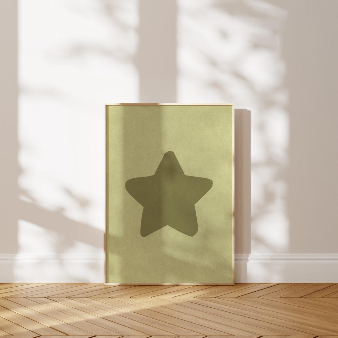 Retro Green Star Print Hand-drawn Wall Art Printable Bar Cart Decor ...