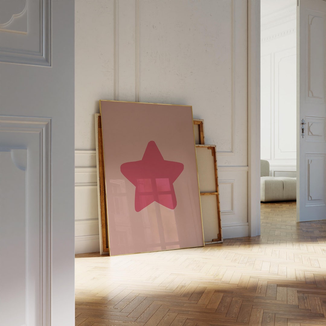 Retro Star Pinky Poster, Hand Drawn Star Wall Art, Star Poster, Digital ...