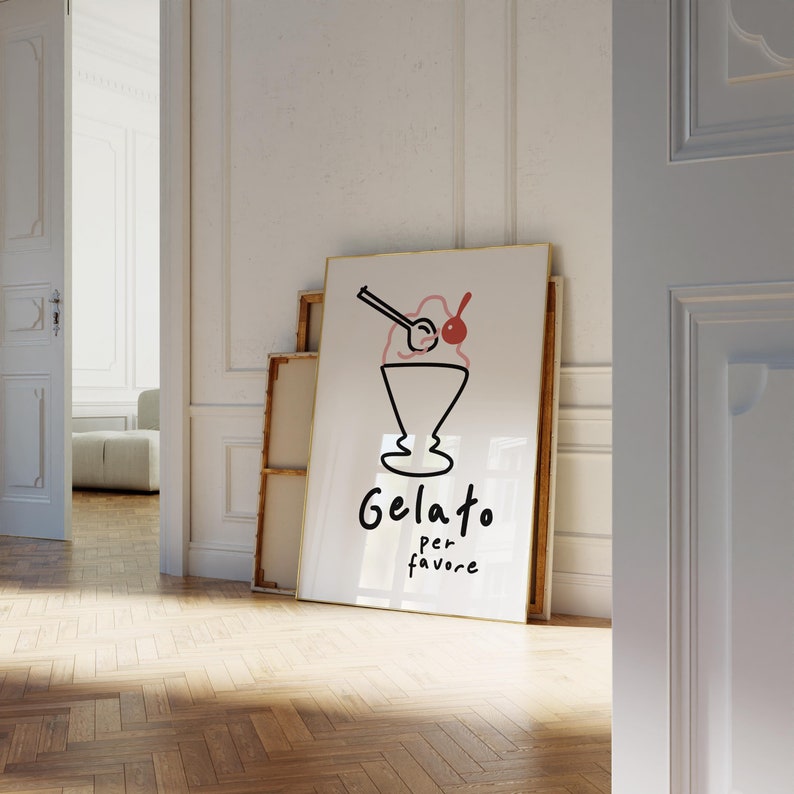 Gelato Ice Cream Poster, Minimal Kitchen Wall Art, Funky Kitchen Print ...