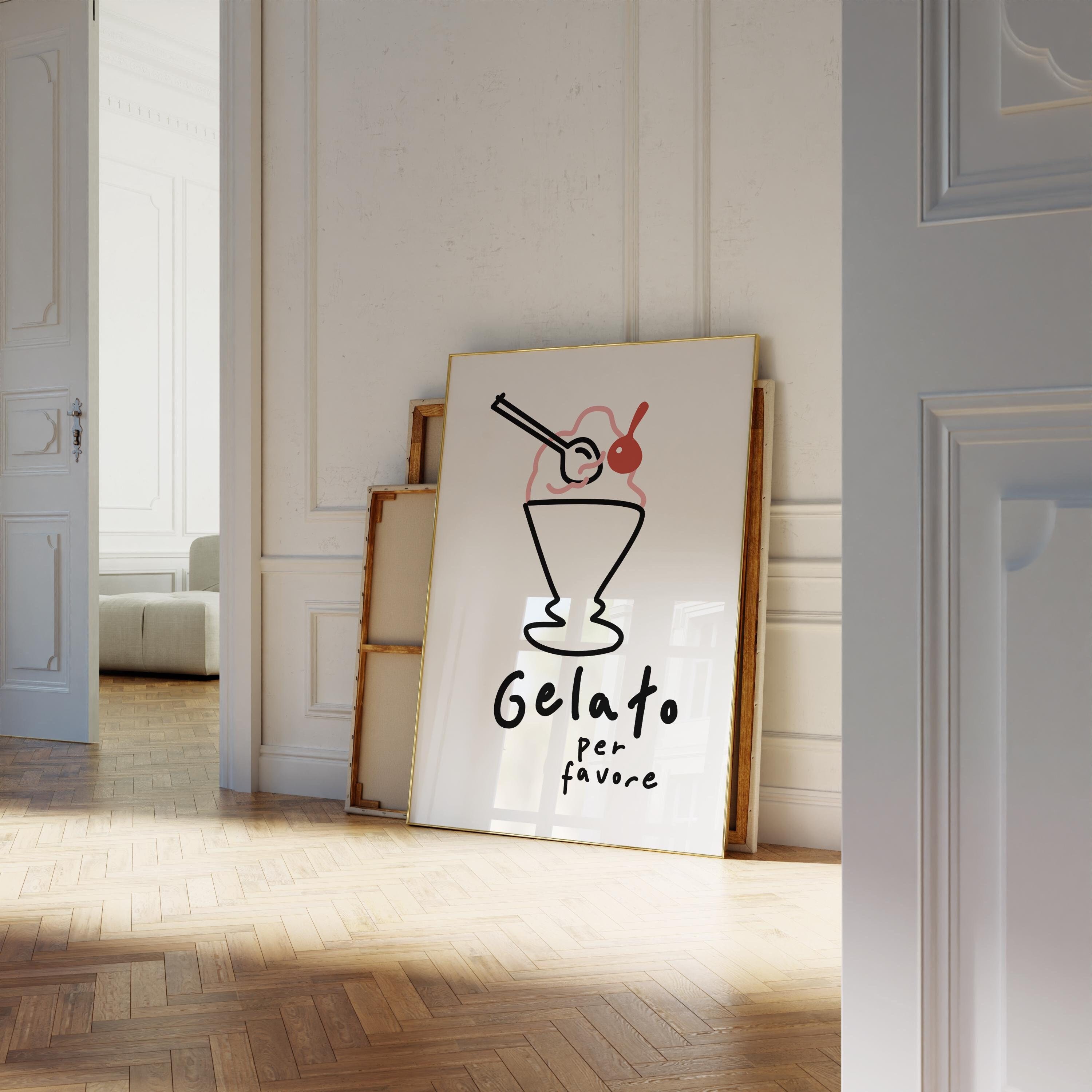 Gelato Kitchen Print Minimal Ice Cream Wall Art Preppy Room Decor Funky ...