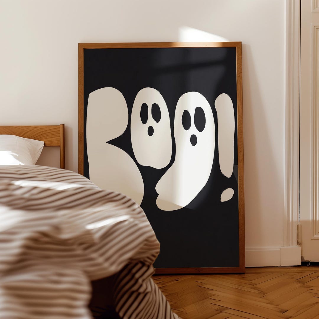 Boo Ghost Halloween Poster Retro Print Trendy Wall Decor Vintage ...