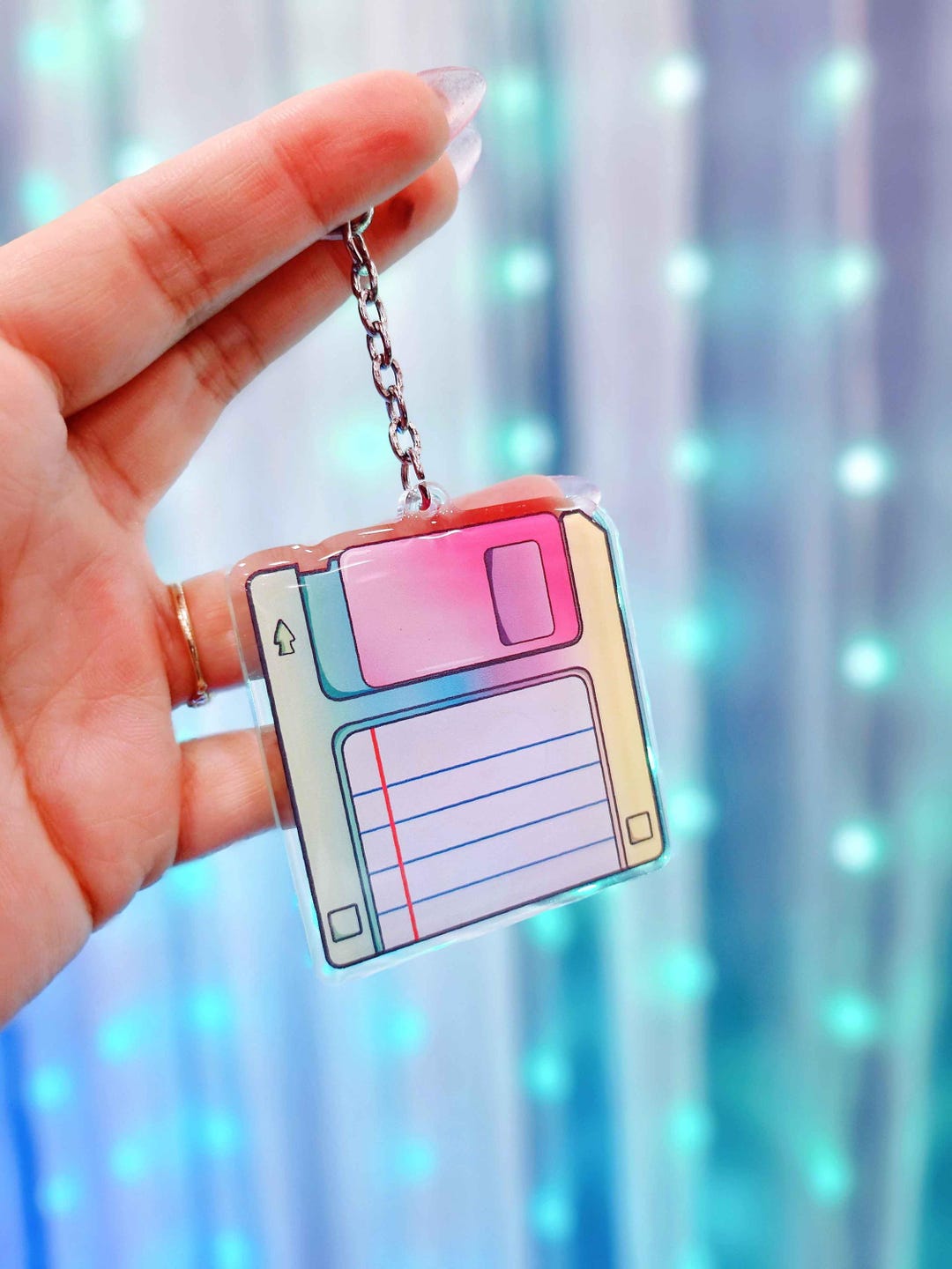 Floppy Disk Charm Keychain: Vaporwave Nostalgia, Retro Tech - Etsy