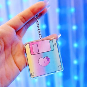 Floppy Disk Charm Keychain: Vaporwave Nostalgia, Retro Tech - Etsy