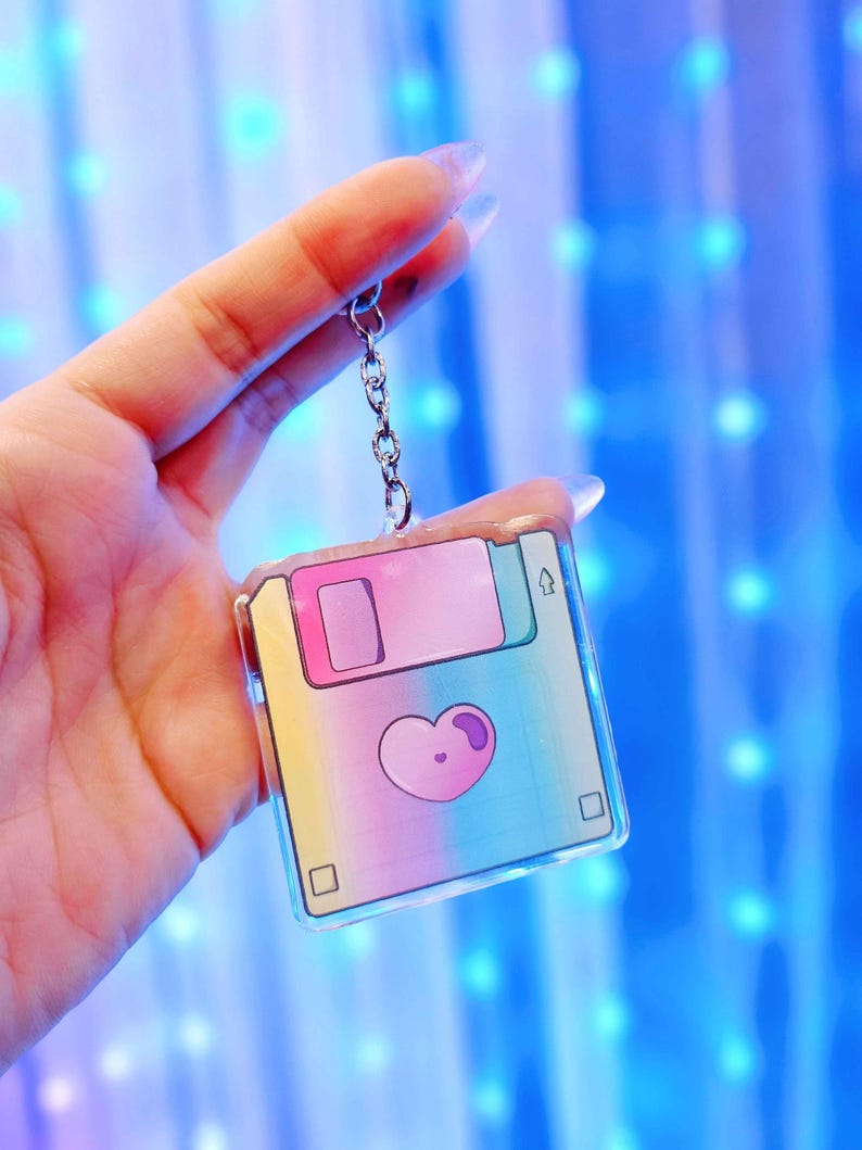 Floppy Disk Charm Keychain: Vaporwave Nostalgia, Retro Tech - Etsy