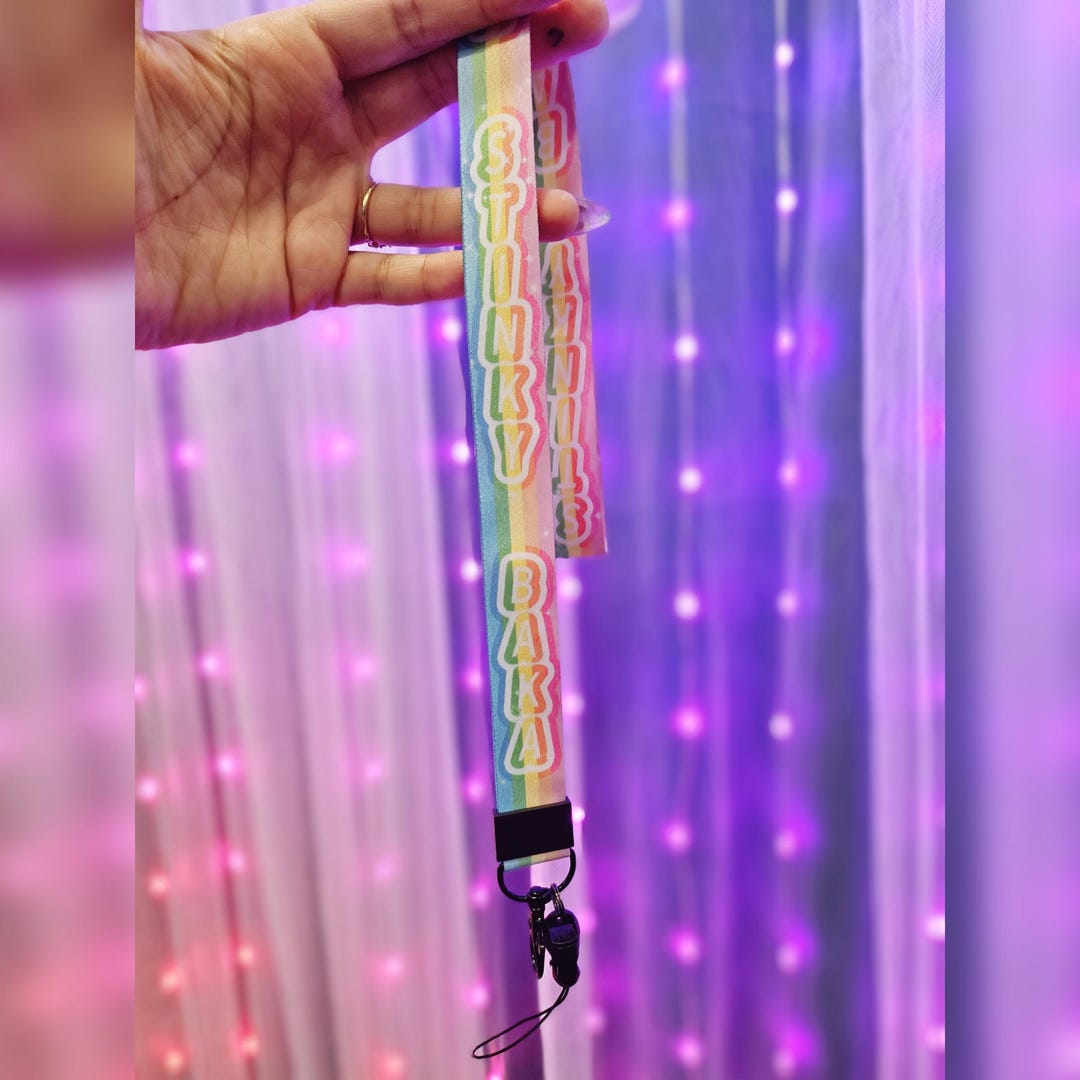 Lanyard Stinky Baka Anime Rainbow Kawaii Cute Keychain Silly Gift - Etsy