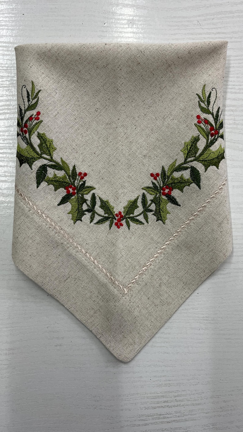 Embroidered Linen Napkins Set, Rustic Table Linens for Christmas Dinner ...