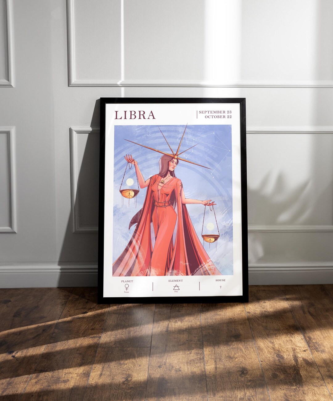 LIBRA Sign Poster / ASTROLOGICAL Sign Poster / Retro Zodiac Themed Wall ...