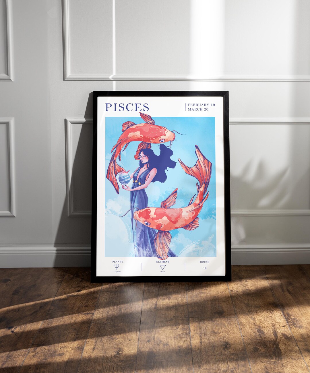 PISCES Sign Poster / ASTROLOGICAL Sign Poster / Retro Wall Decoration ...