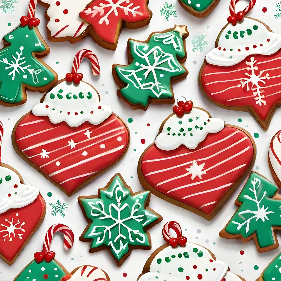 Qty 4 Christmas Cookies, Red, Green, White, Holiday Treats - Etsy
