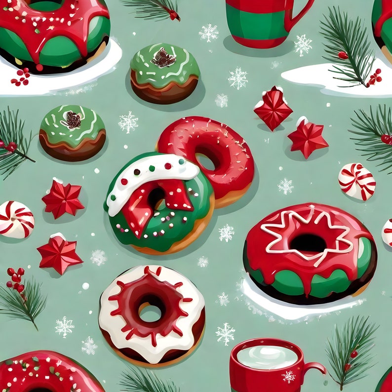 Qty 5 - Christmas, Doughnut, Donut, Red and Green, Holiday Treats - Etsy