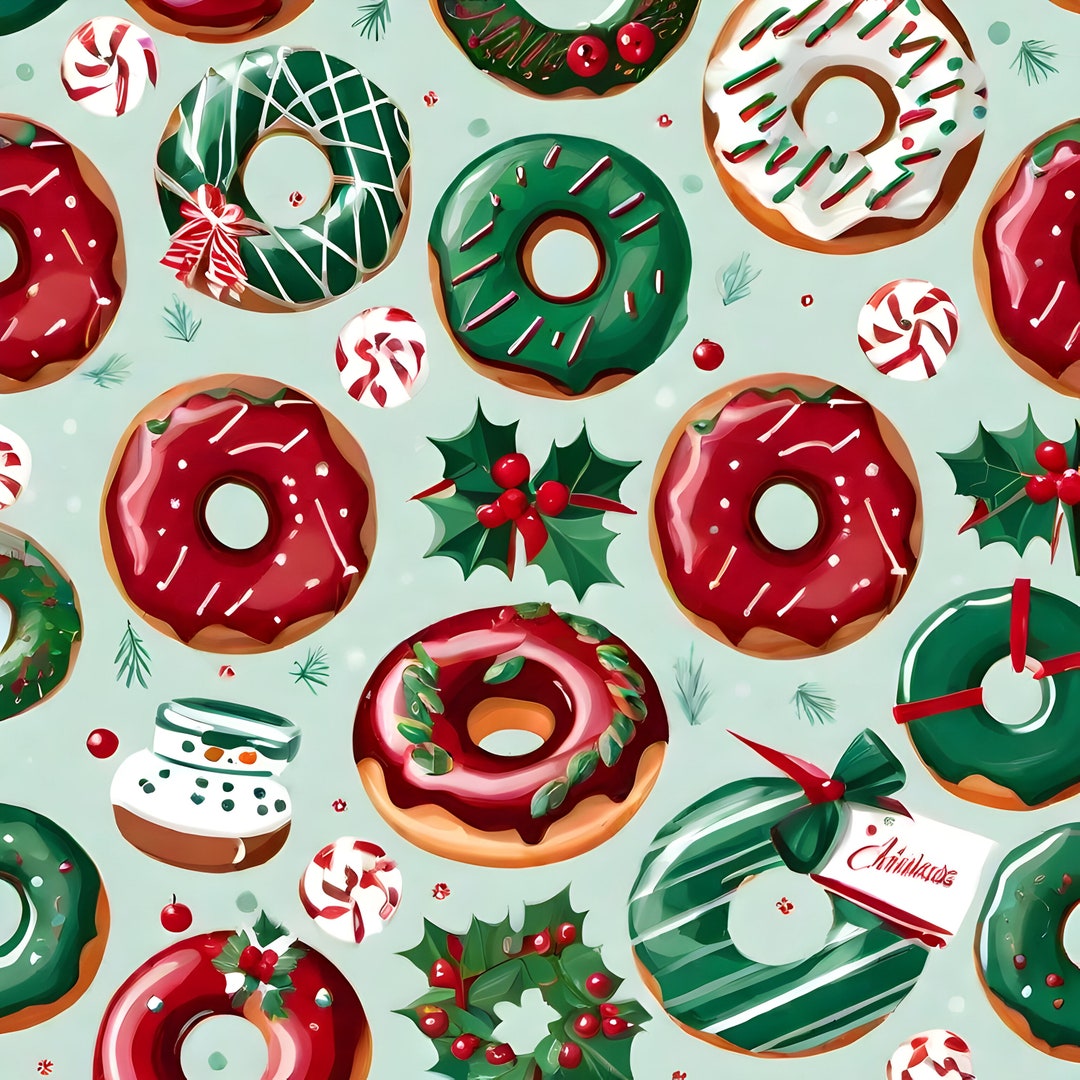 Qty 4 - Christmas, Doughnut, Donut, Red, Green, White, Holiday Treats ...