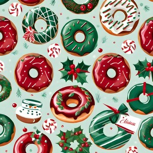 Qty 4 - Christmas, Doughnut, Donut, Red, Green, White, Holiday Treats ...