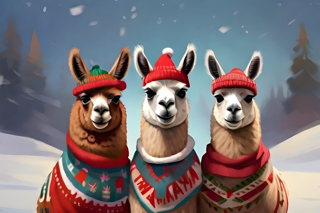 Qty 4 - Christmas, Llamas, Ugly Sweaters, Holiday Scene, Santa Hat - Etsy