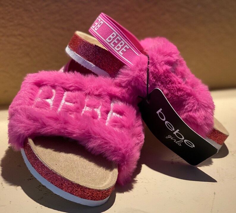 New Bebe Girls Shoes Baby Walker Toddler Slides Pink Fuchsia ...