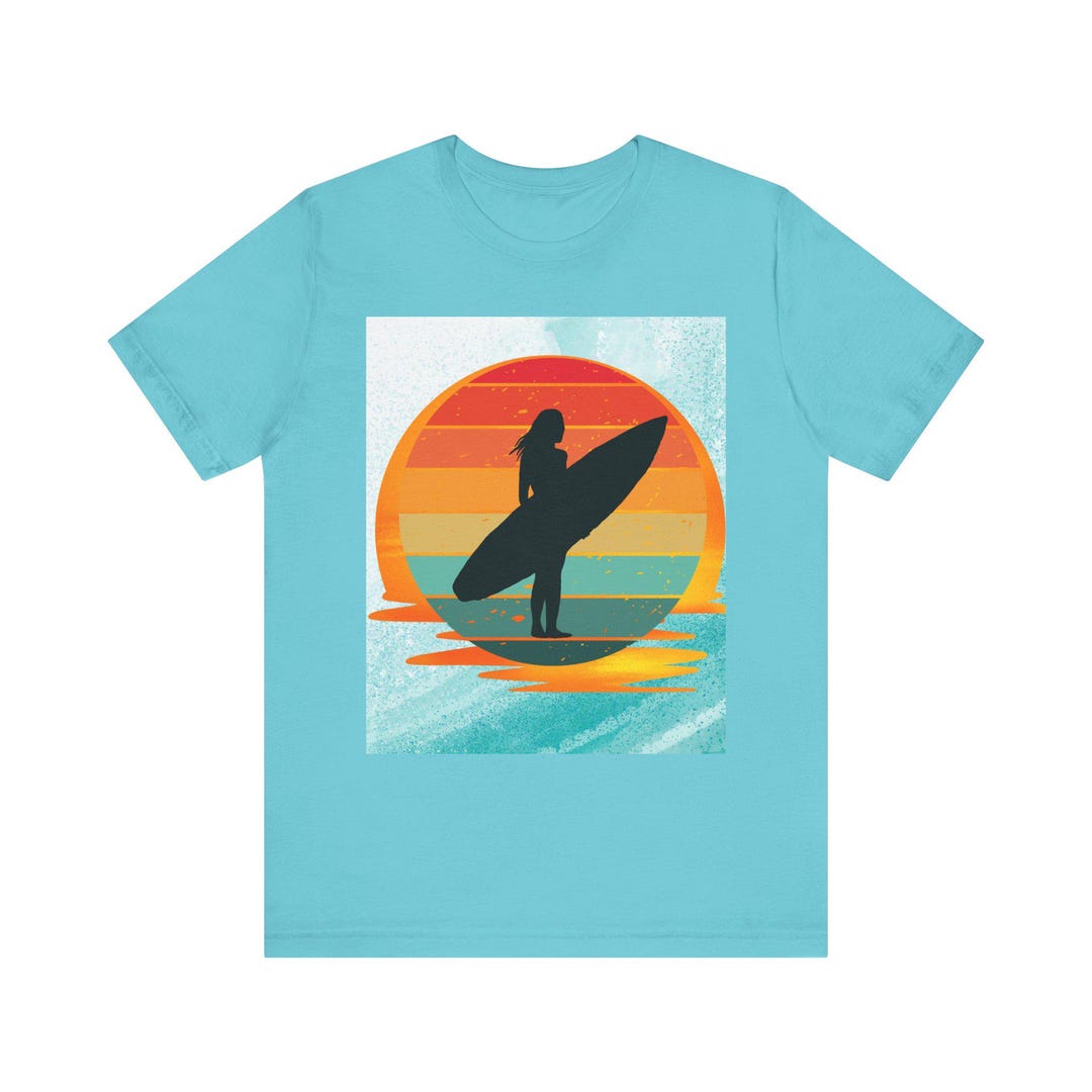 Surf Vibes Jersey Tee: Retro Surfer Girl, Beach Apparel - Etsy