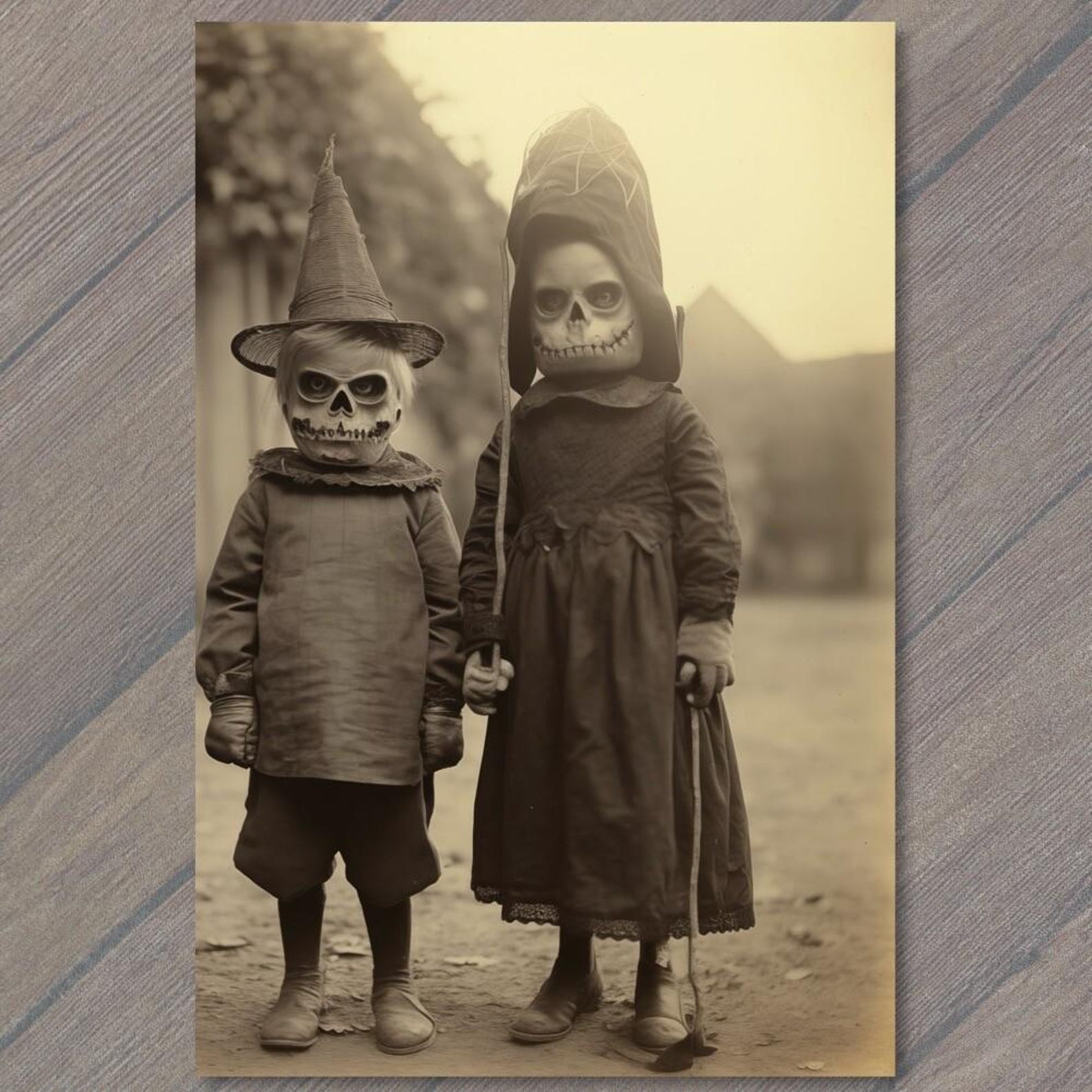 POSTCARD Weird Creepy Vintage Vibe Kids Masks Halloween Unusual Hats - Etsy