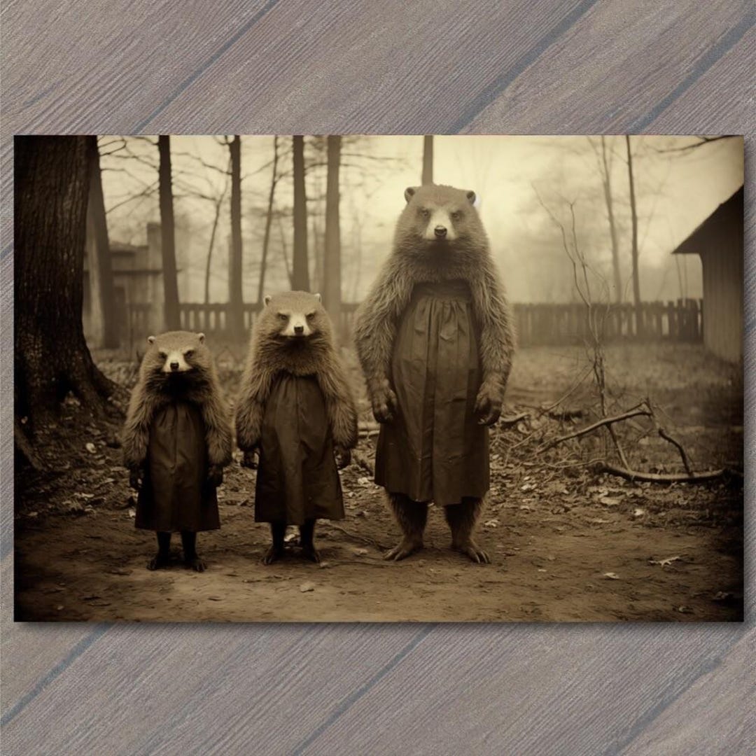 Groundhog Family Photo Postcard: Weird, Creepy, Unusual Woods - Etsy
