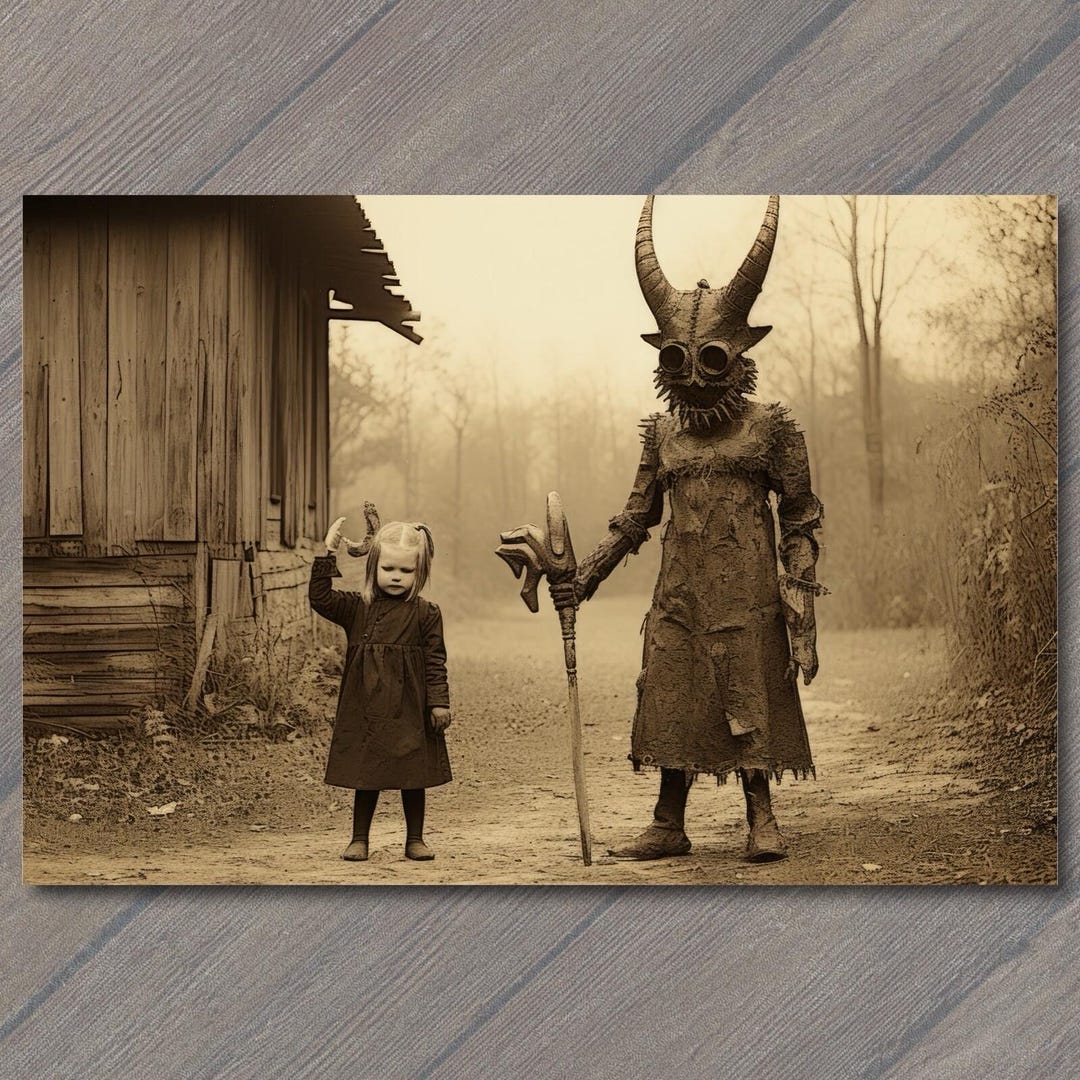 POSTCARD: Weird Scary Vintage Monster Kid Halloween Cult Unusual Mask ...