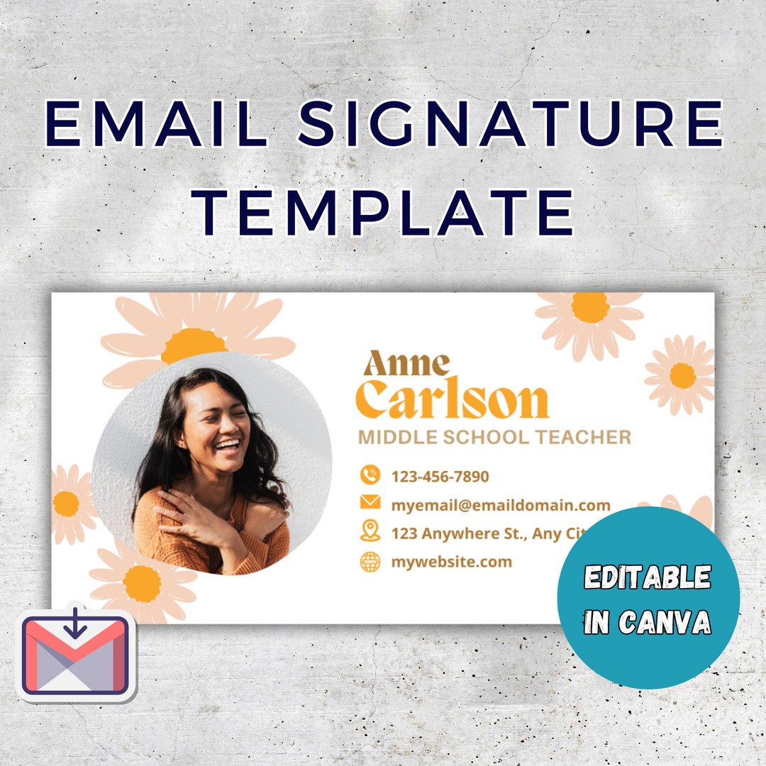 Editable Email Signature Template for Middle School Teachers, Canva E ...