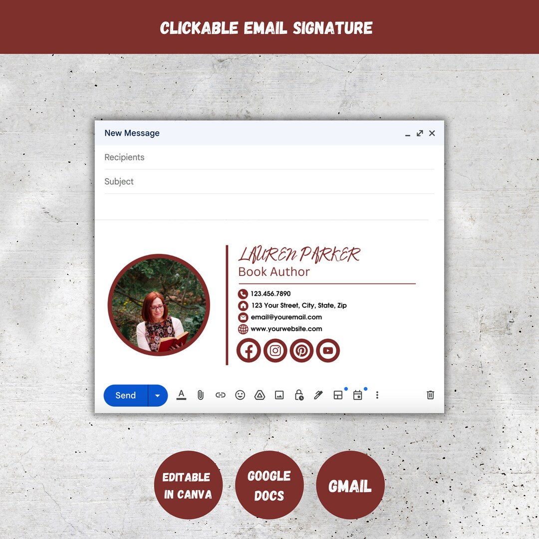Editable Email Signature Template for Gmail Google Docs - Etsy